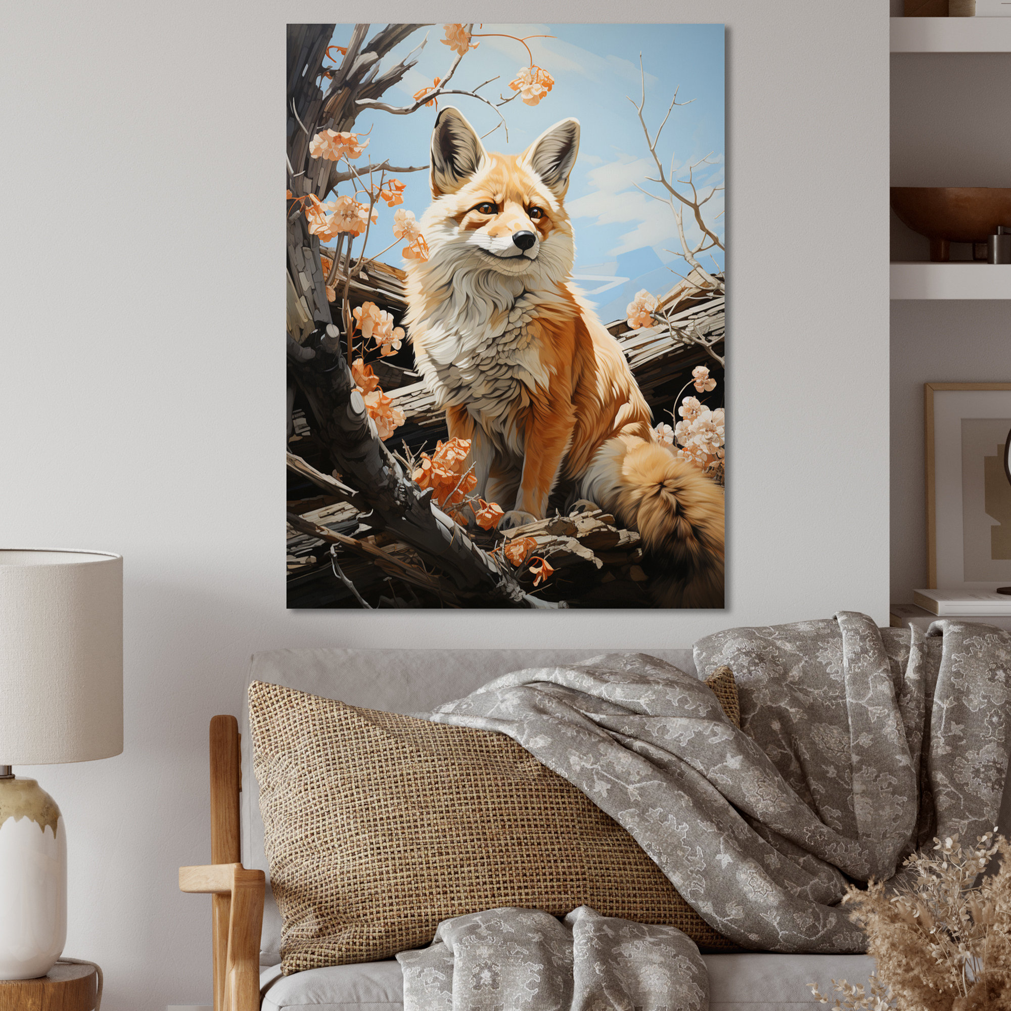 Millwood Pines Fox Wilderness Observer Pastoral II - Animals Metal Wall Decor | Wayfair